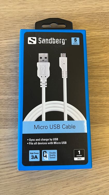 Sanberg USB A to MicroUSB Sync/Charge Cable 1m (Neu und ...