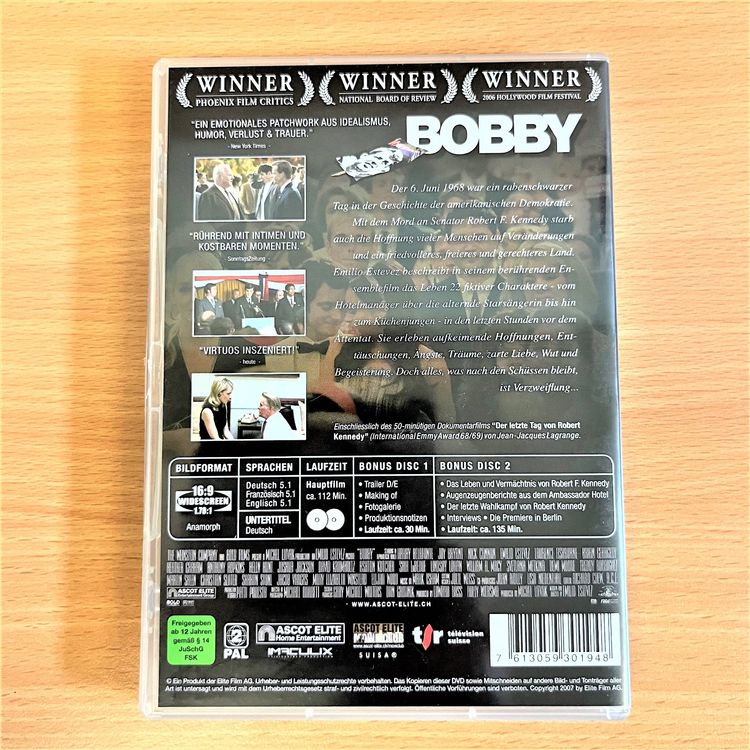 DVD - Bobby - Der letzte Tag von Robert F. Kennedy - 2 DVDs (Gebraucht) in Amlikon-Bissegg für ...