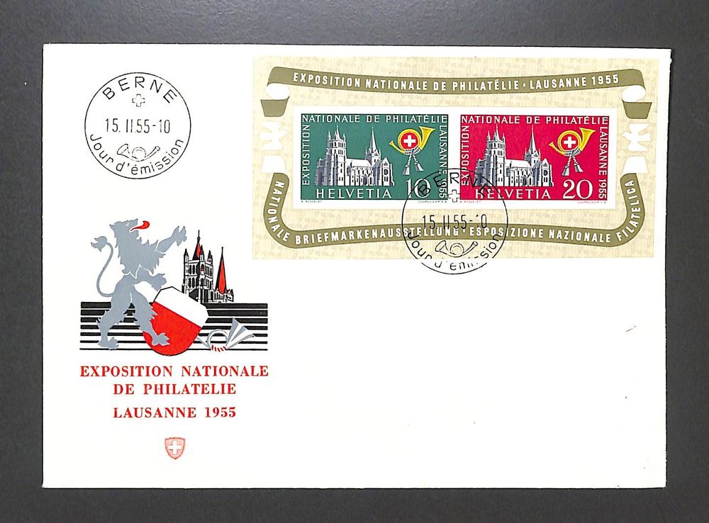 1955 FDC Block LAUSANNE Ersttag "FRANZÖSISCH" illustriert 🔝 (Gebraucht) in Zürich für CHF 30 ...
