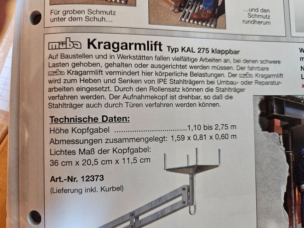 Kragarmlift Kran Hebegrät Lift Transportwagen (Gebraucht) in Hemmiken ...