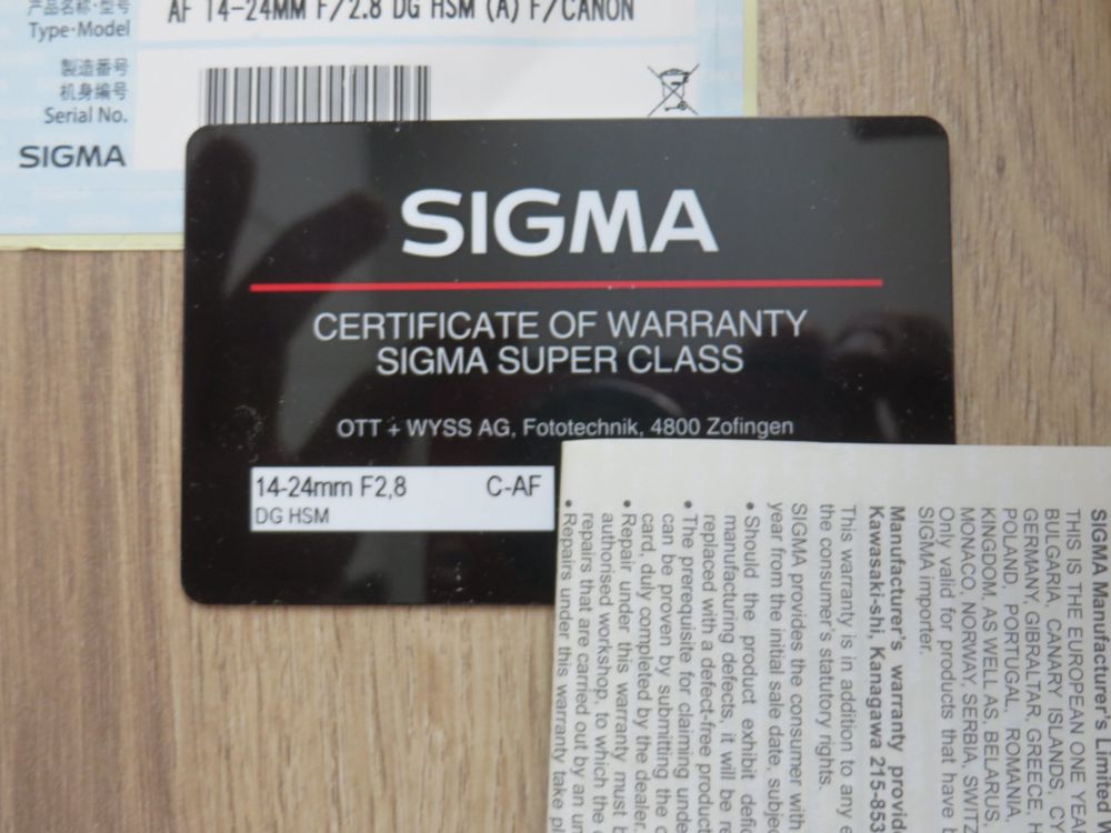 SIGMA 14-24mm / 2.8 DG ART 12-24 EF CANON, SSC, lesen 990.- (Gebraucht ...