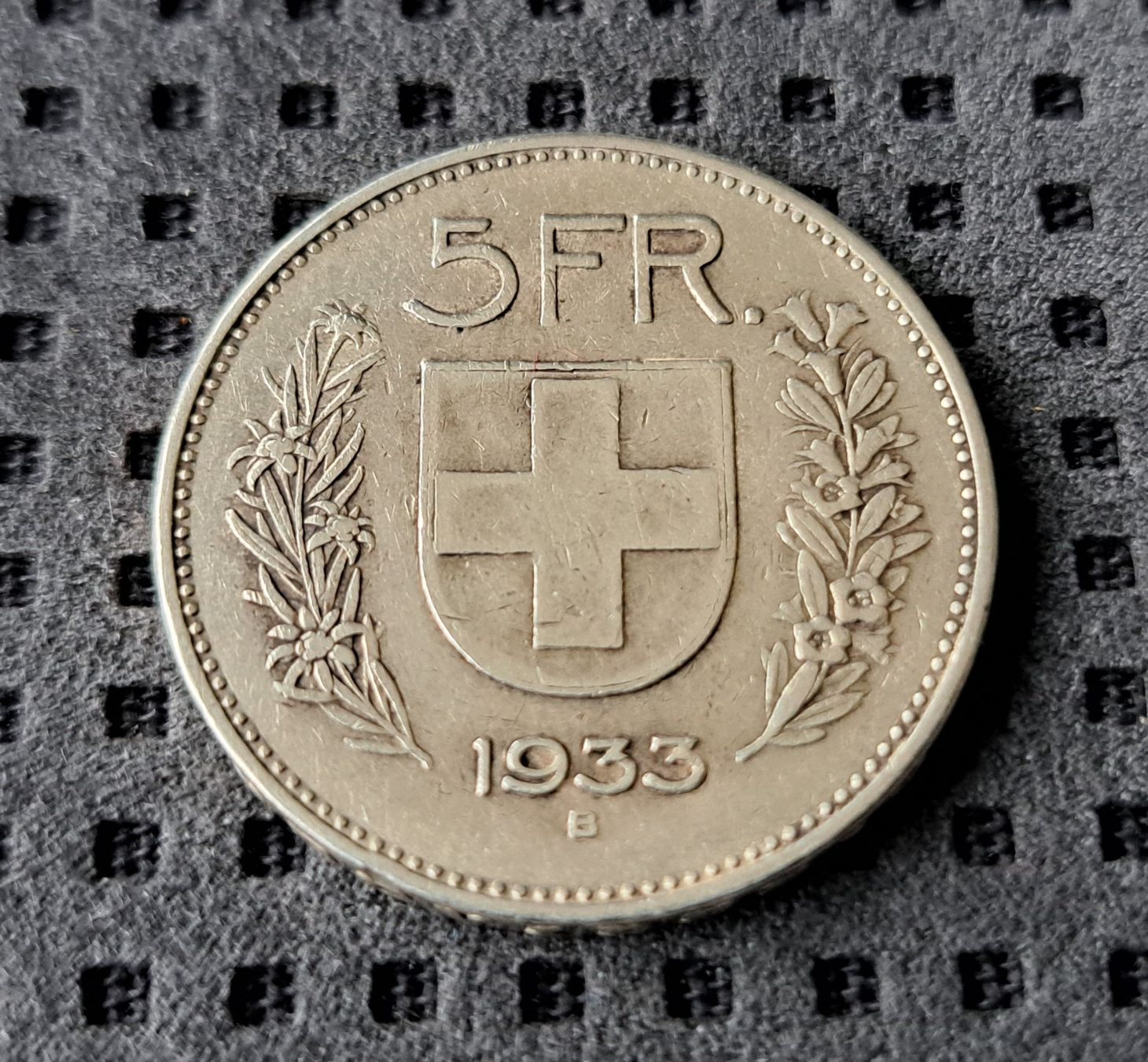 5 Fr. Silbermünze 1933 sehr gut erhalten, Sammlerstück (Gebraucht) in ...