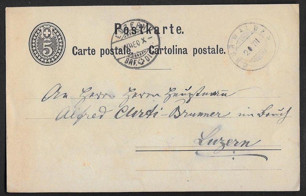1880 PK 5c. CHURWALDEN ZWERGSTEMPEL n. Luzern selten ab 1.- | Kaufen auf Ricardo