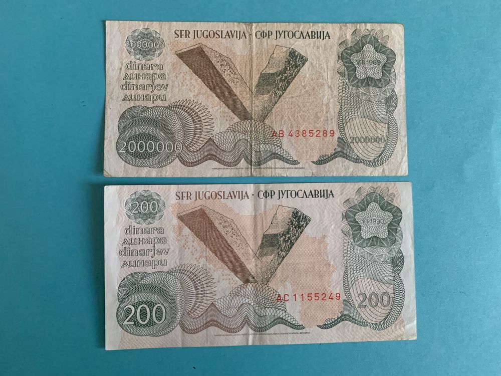 YOUGOSLAVIA - 2 Mio Dinara 1989 & 200 Dinara 1990 - RARE | Kaufen auf Ricardo