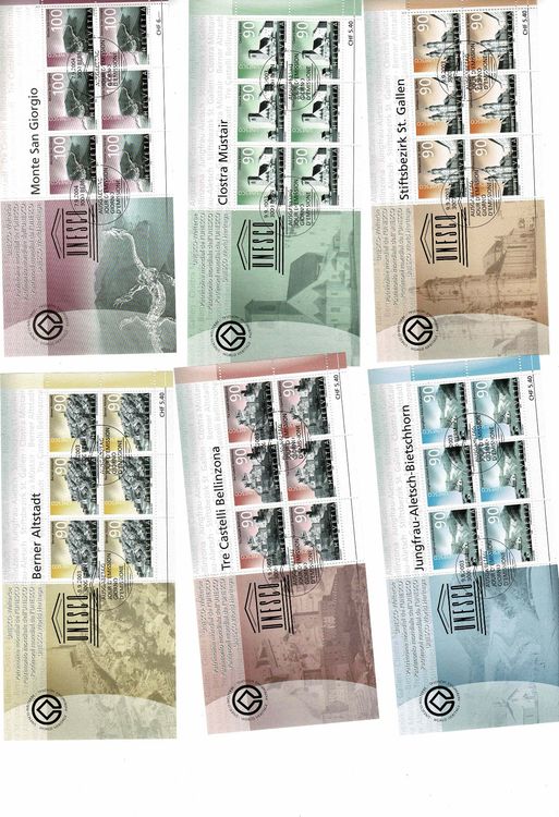 Unesco 6 KB ET 1er jour (Gebraucht) in Lausanne für CHF 16 – mit ...