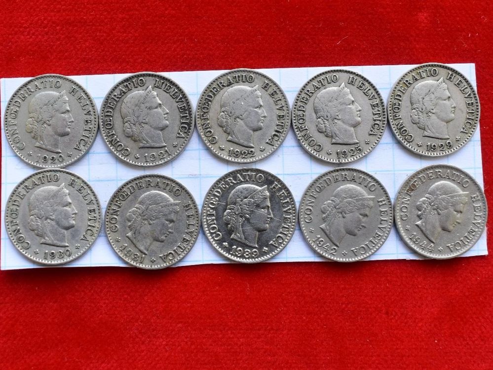 Zehn 5 Rappen Münzen ab 1920 | Kaufen auf Ricardo