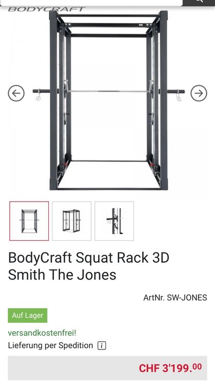 BodyCraft Squat Rack 3D Smith The Jones (Gebraucht) in Zürich für CHF ...
