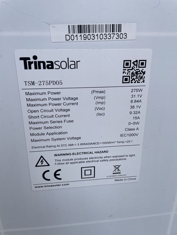 Trina Solar Panel TSM-275PD05, 275W - Top Zustand! (Gebraucht) in ...