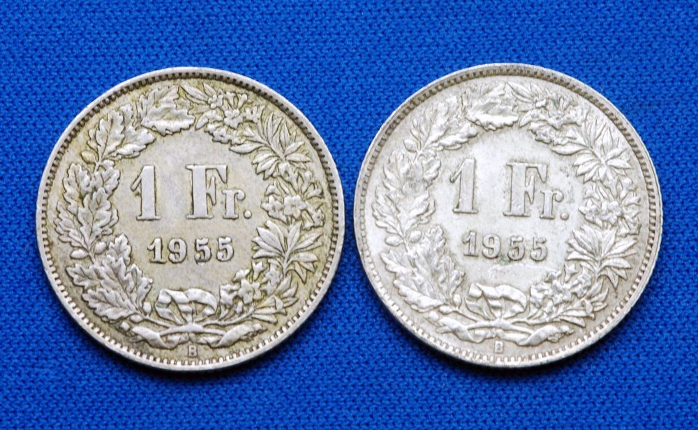 Zwei silberne 1.- Jahrgang 1955, Rar | Kaufen auf Ricardo