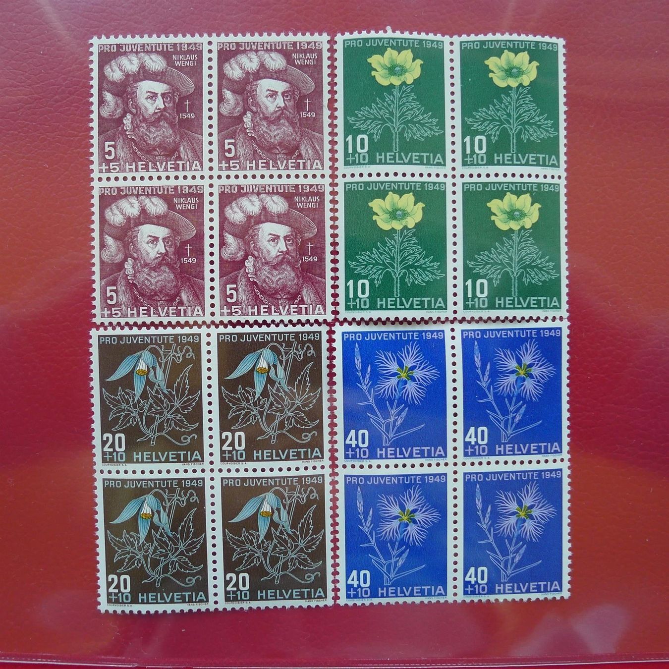 1949, Pro Juventute: J129-J132: Viererblöcke **, Kat: 32.- (D'occasion ...