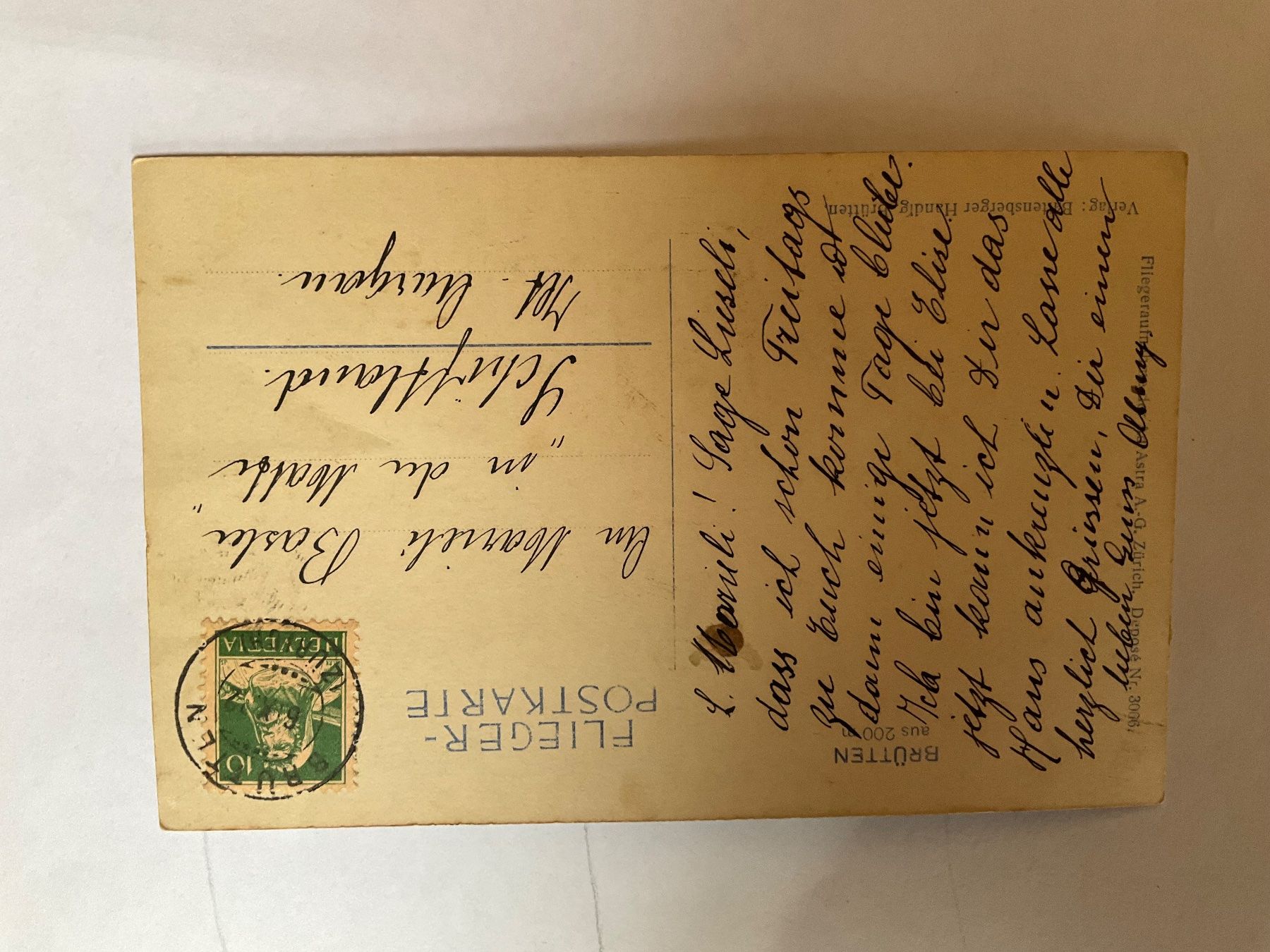 Ad Astra Flieger Postkarte Brütten aus 200 Meter, 1922 (Gebraucht) in ...