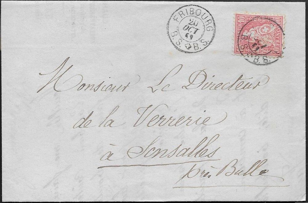 1869 Brief Nr. 38 Stempel FRIBOURG B.S. interessant ab 1.- (Gebraucht ...