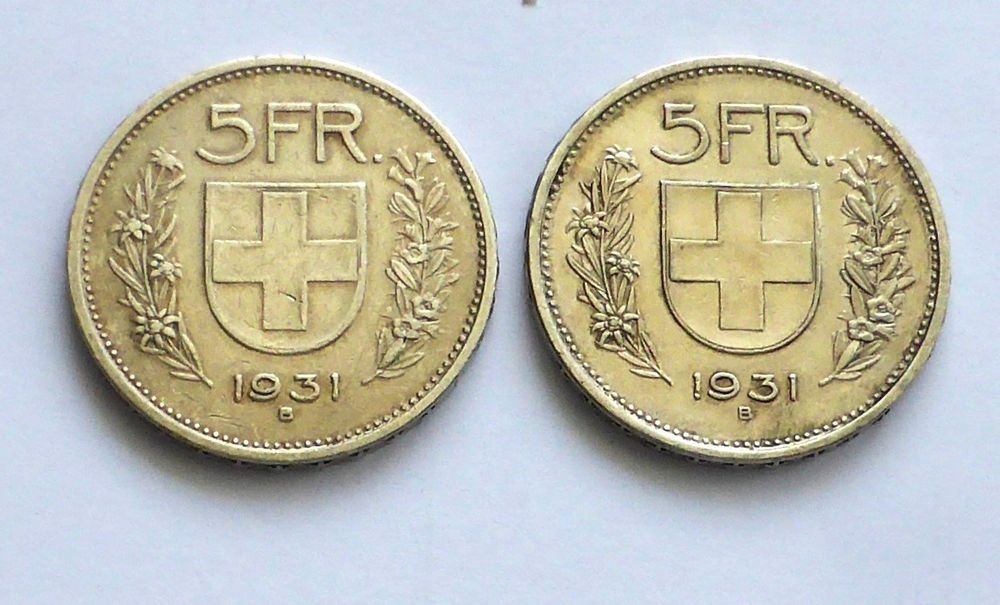 2x 5 Franken 1931 - 13 Sterne über Kopf - ABART (Gebraucht) in Buochs für CHF 30 – mit Lieferung ...