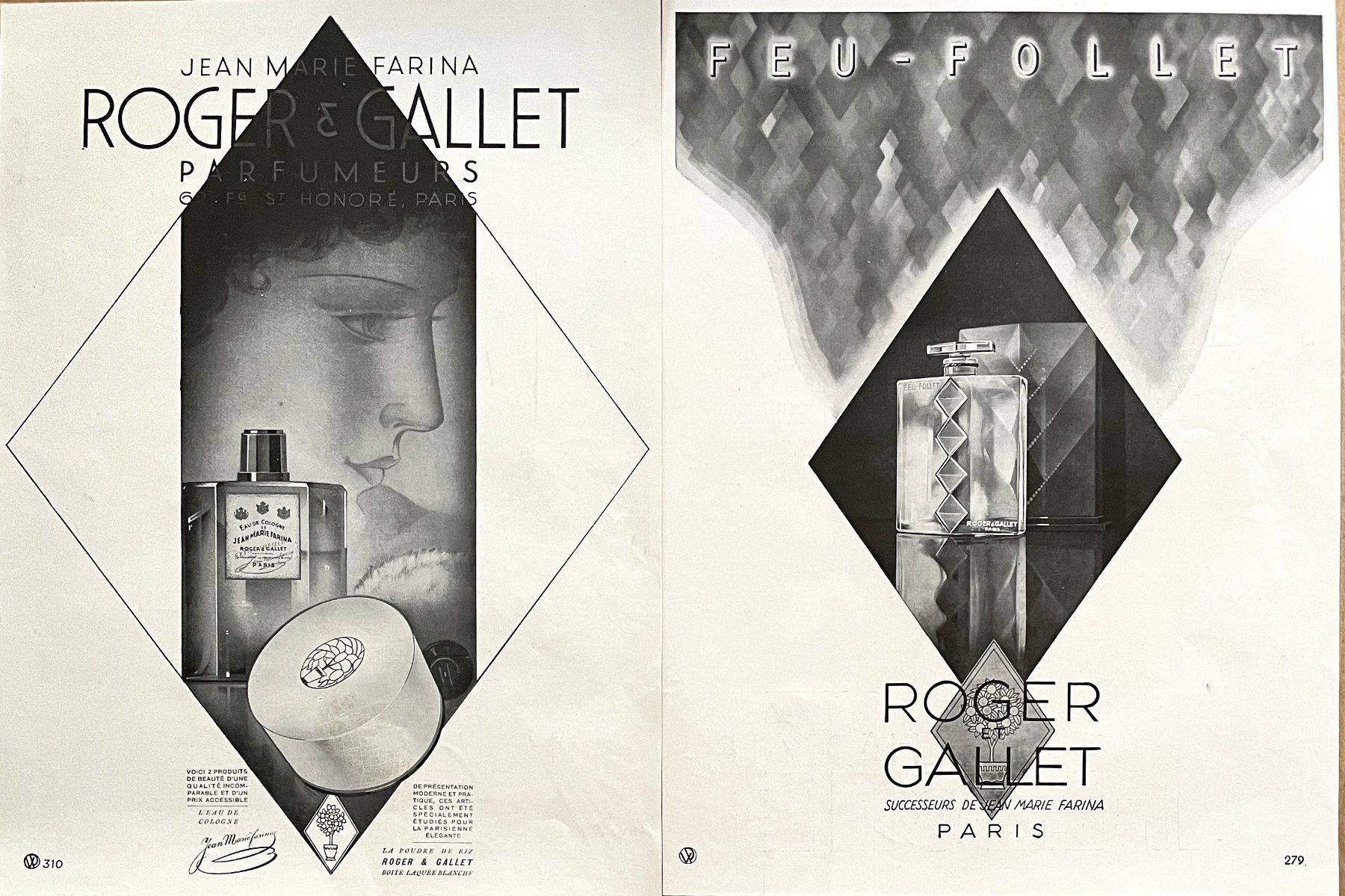 Roger & Gallet Parfum - 4 alte Werbungen /Publicités 1930/33 (Gebraucht ...