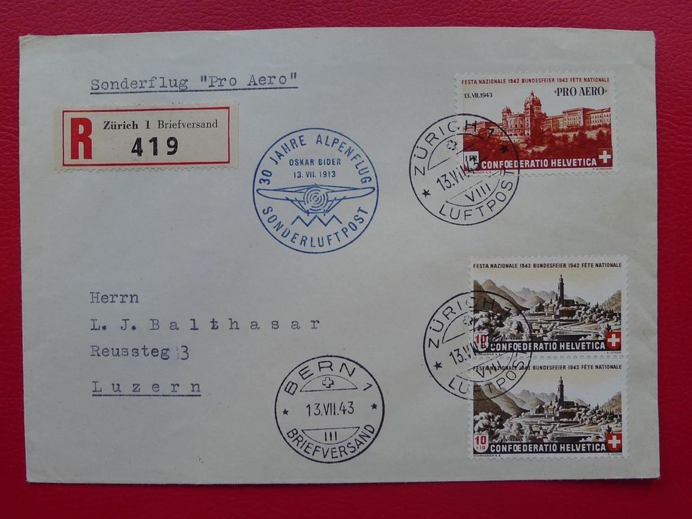 1943, PRO AERO SONDERFLUG, F36 mit Pro Patria, sauber ! | Kaufen auf Ricardo