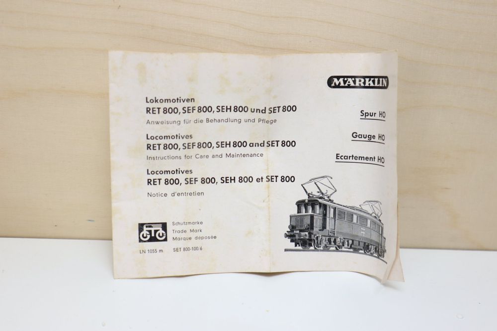 Märklin SEF 800 Lok - OVP / Leerkarton + Anleitung - Rarität (D ...