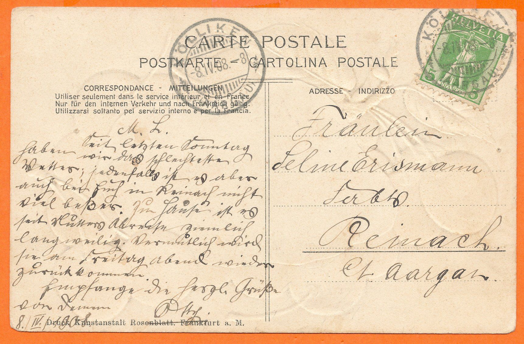 Gruss aus ZOFINGEN / AG - Prägedruck mit Kirschen - 1903 (Gebraucht) in ...