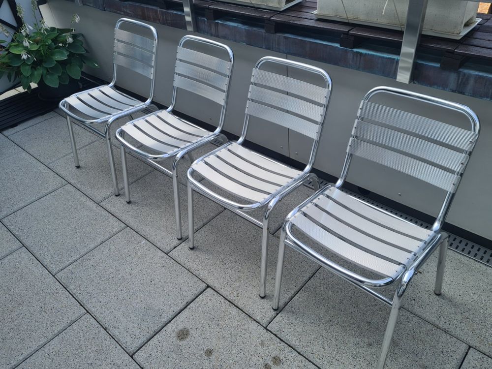 4 Gartenstühle, Aluminium, stapelbar | Kaufen auf Ricardo