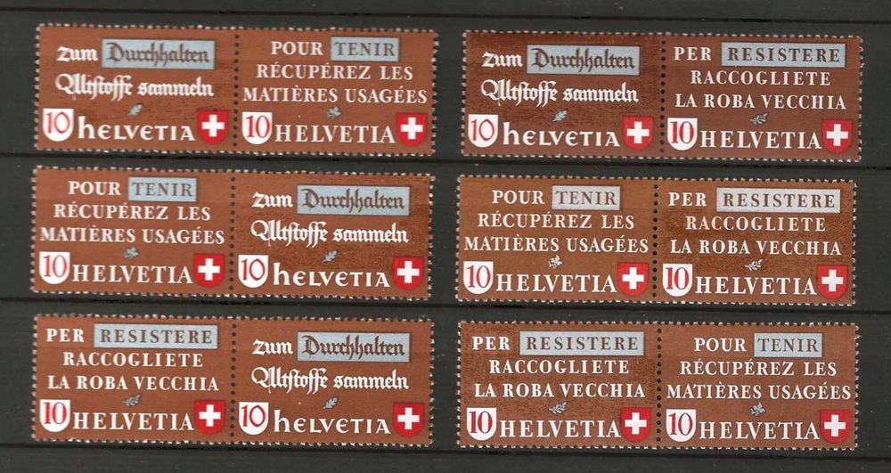 1942 : Serie Nr. Z33a - Z33f ** KP 260.-- (Neu (gemäss Beschreibung)) in Gümligen für CHF 30 ...