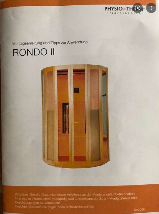 Physiotherm Rondo 2 Infrarotkabine / Infrarotsauna (Gebraucht) in für CHF 1210 – nur Abholung ...