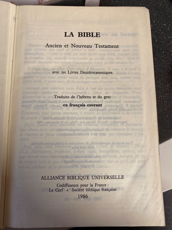 Bible Alliance Biblique Universelle 1986 📖 (Gebraucht) in Le Brassus für CHF 1 – mit Lieferung ...