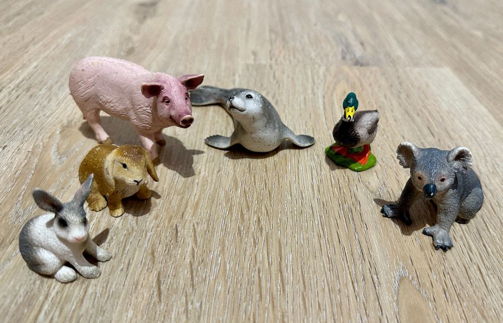Schleich Tiere - Set - Schwein, Hasen, Ente, Koala, Seehund | Kaufen ...