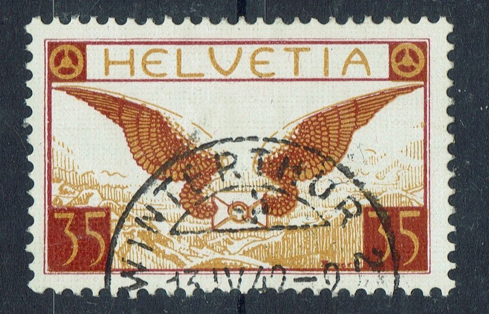 Schweiz Flugpost 1933, 35 Rp. geriffelt schöner Stempel | Kaufen auf ...