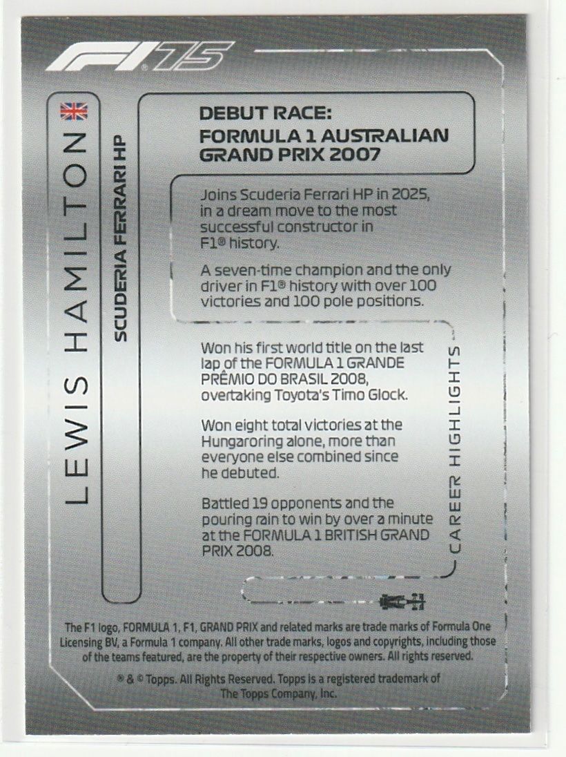 2025 Topps F1 Turbo Attax Lewis Hamilton Diamond Pull (Gebraucht) in ...