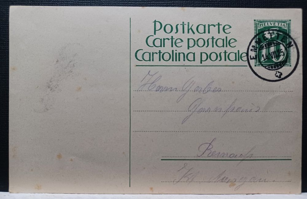Postkarte 10 Rp, 1925, Sempel Emmetten (Gebraucht) in Aarau Rohr für ...