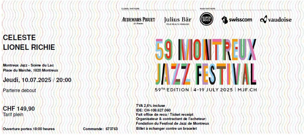 2 Lionel Richie & Celeste Tickets- Montreux Jazz 2025🔥 (Neu (gemäss Beschreibung)) in ...