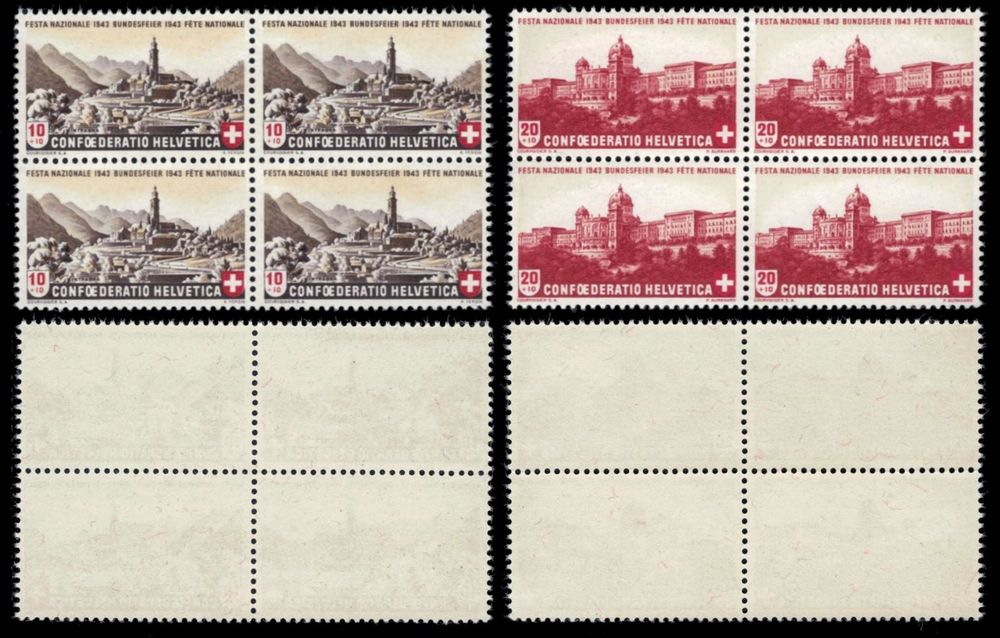 1938-1943 Pro Patria 4er B1y-B21 postfrisch, Kat. Fr. 50.- (Neu (gemäss ...