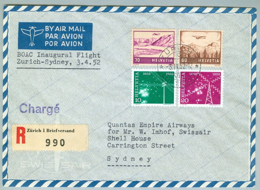 1952 Schweiz Flugpost RF (Gebraucht) in Zürich für CHF 75 – mit Lieferung auf Ricardo kaufen