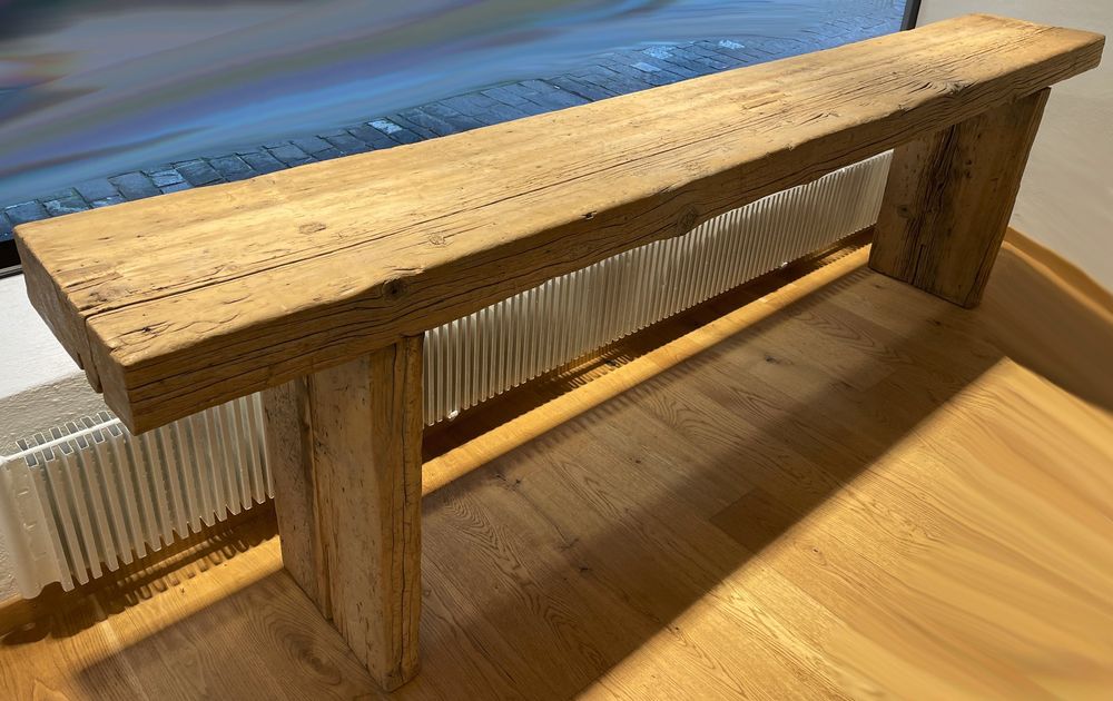 Rustikale Konsole aus Altholz, Länge 280 cm (Neuf (Voir description)) à ...