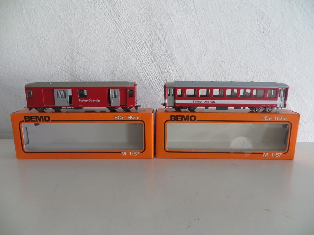 Bemo H0m: Set mit zwei 4A Personen-Gepäckwagen FO, mit OVP (Gebraucht ...