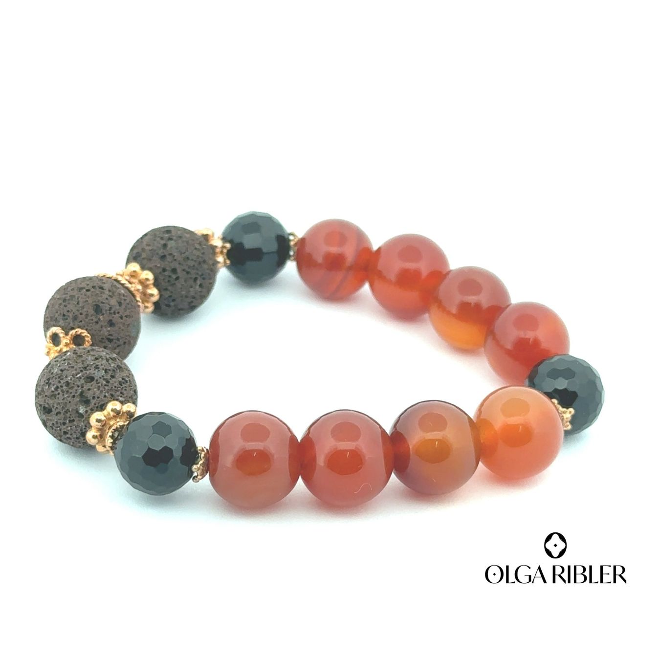Lawa & Carneole Armband by Olga Ribler mit Onyx (Neu (gemäss ...