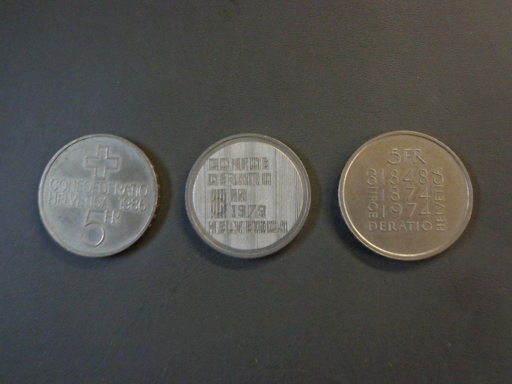 Drei 5 Franken Gedenkmünzen (Gebraucht) in Zofingen für CHF 13 – mit Lieferung auf Ricardo kaufen