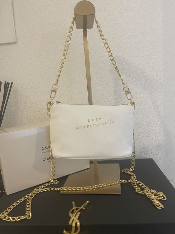 Weisse Handtasche Chanel Coco Mademoiselle" mit Goldkette (Neu und ...