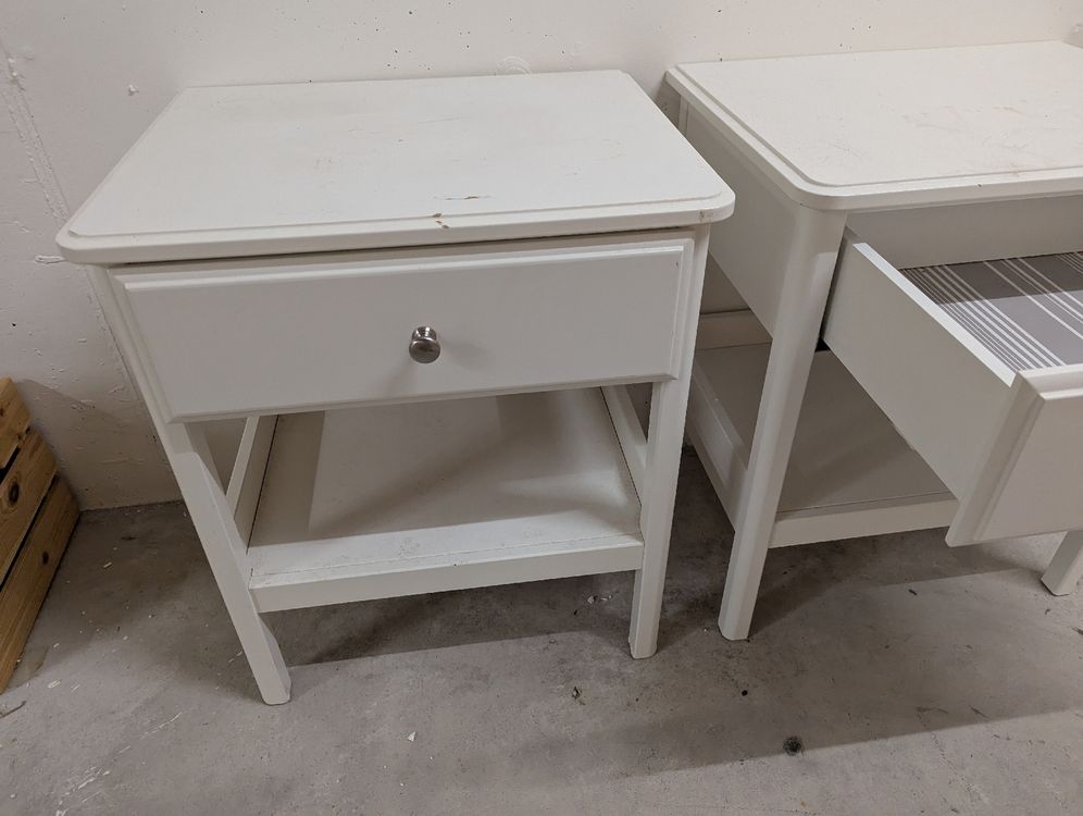 2er Set Nachttischli/Beistelltischli, weiss, mit Schublade (Gebraucht) in Abtwil SG für CHF 20 ...