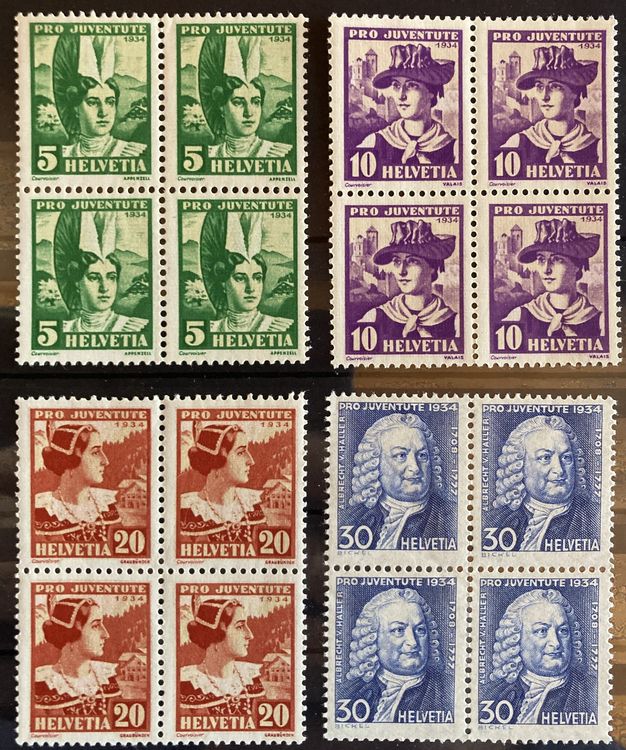 PJ 1934 Viererblock postfrisch (**), SBK 60 Fr. (Neu (gemäss Beschreibung)) in Flawil für CHF 12 ...