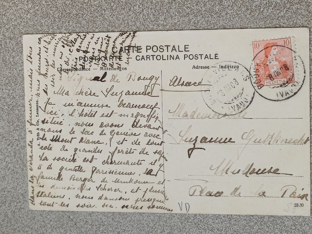 Alte PK / Hotel Restaurant du Signal de Bougy Gelaufen 1908 (Gebraucht ...