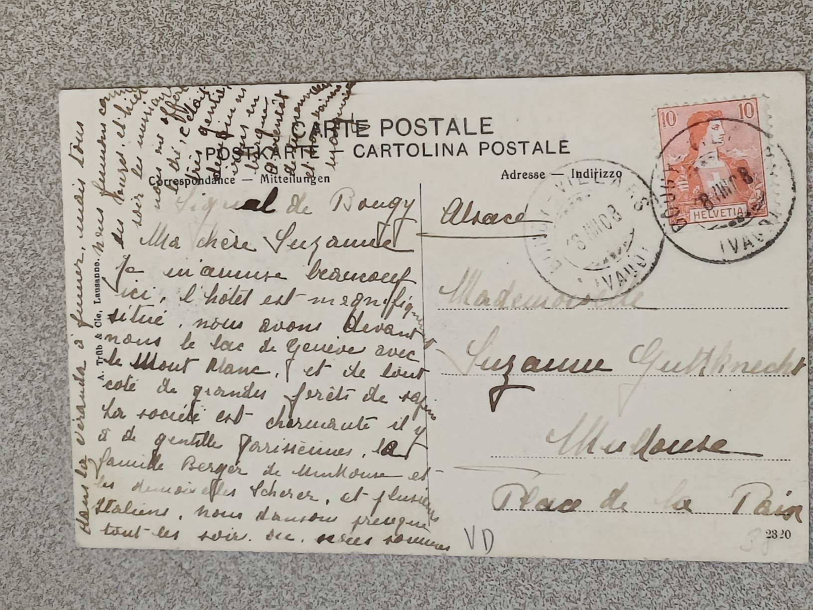 Alte PK / Hotel Restaurant du Signal de Bougy Gelaufen 1908 (Gebraucht ...