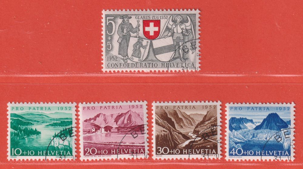 1952 Pro Patria B56-B60 ERSTTAG, rückseitig Originalgummi | Kaufen auf Ricardo