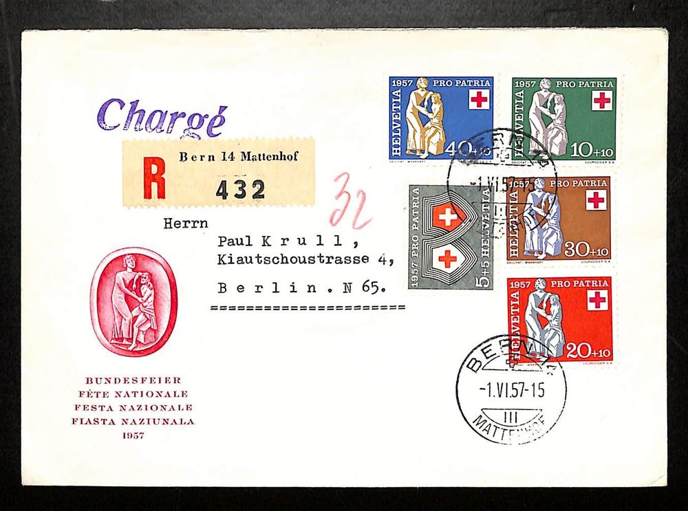 1957 FDC Pro Patria Ersttagsbrief + VIGNETTE KÜMMERLY + FREY | Kaufen auf Ricardo