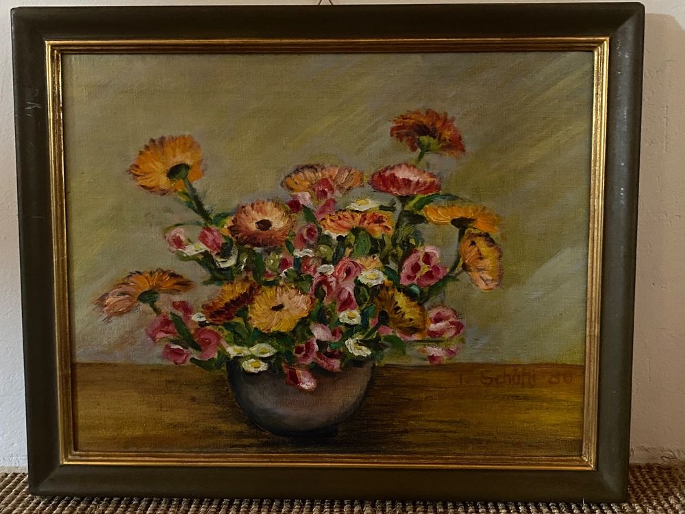 Stillleben Blumen in Vase - Öl auf Leinwand gerahmt | Kaufen auf Ricardo