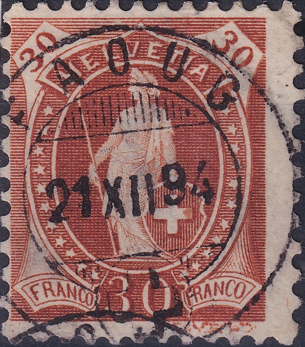 68C.b, mit Vollstempel von FAOUG (VD) 21.DEZ.1894 +Expertise (Gebraucht ...