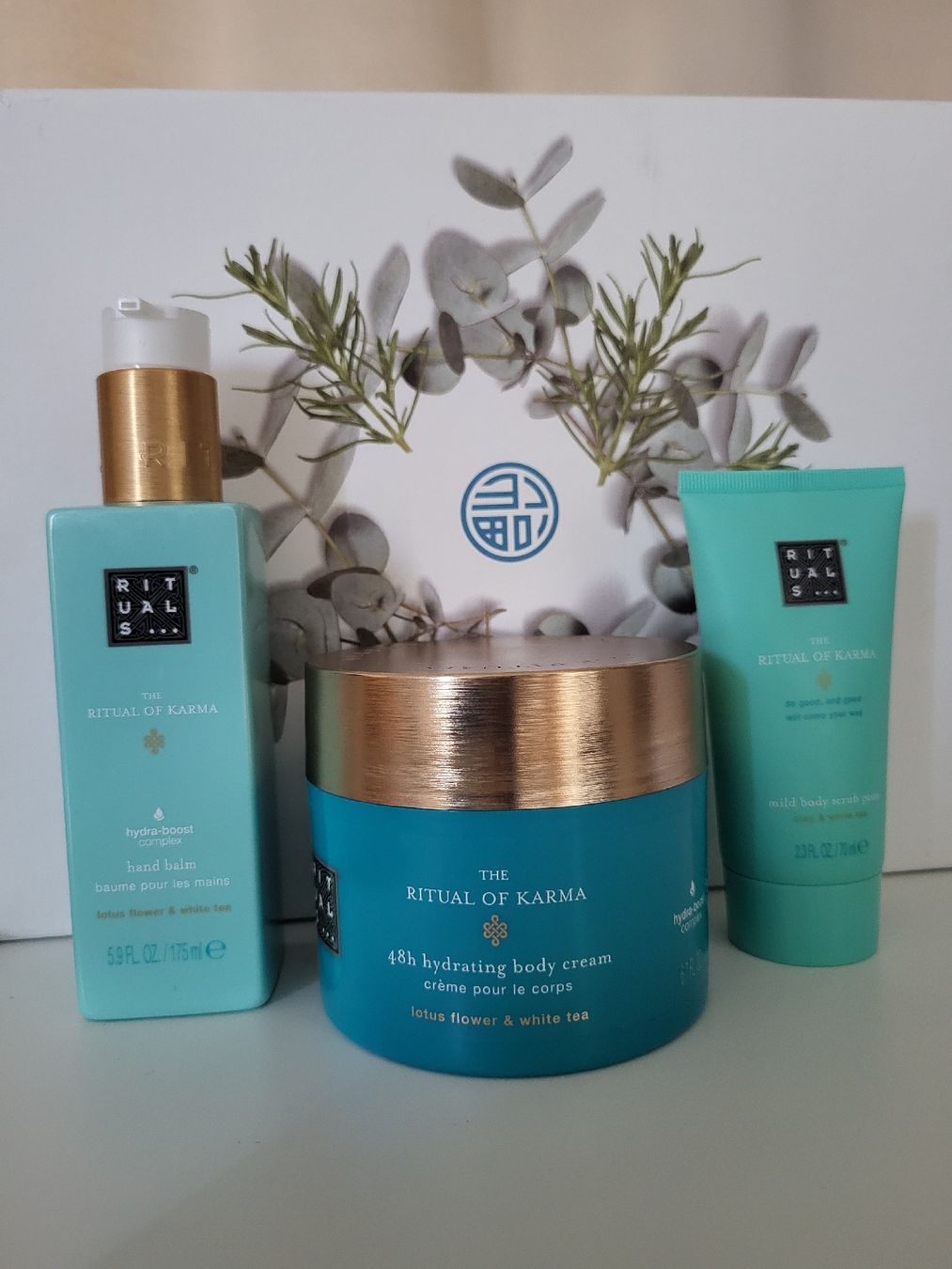 Rituals Karma Set Body Cream 200ml Scrub 70ml Hand Balm 175m (Neu und originalverpackt) in ...