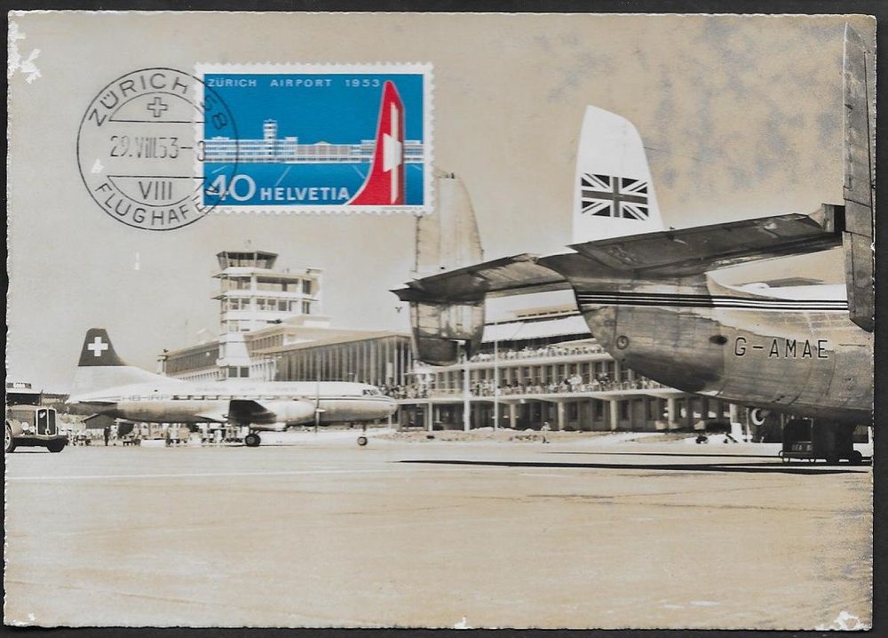 1953 MK Flughafen Kloten Eröffnung + Marke Nr. 313 ab 1.- (Gebraucht) in Zürich für CHF 17 – mit ...
