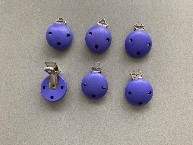 Schnuller-/Nuggiketten Clip Holz violett (6 Stück) (Neu (gemäss ...