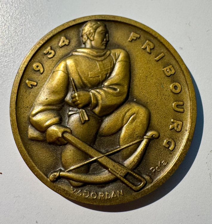 1934 Tir Fédéral Fribourg, MEDAILLE, 51GRAMM, BRONZEFARBIG (Gebraucht ...