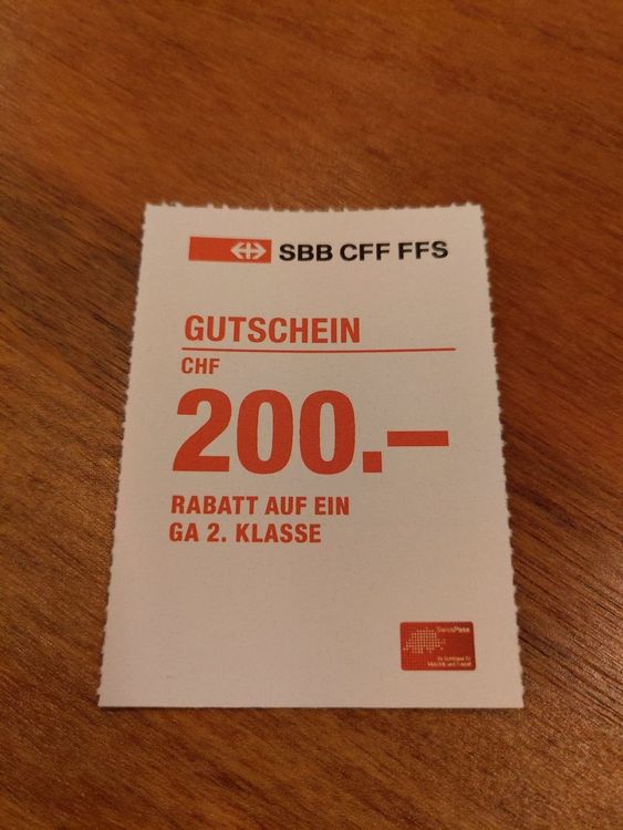 SBB Gutschein CHF 200 für GA 2. Klasse | Kaufen auf Ricardo